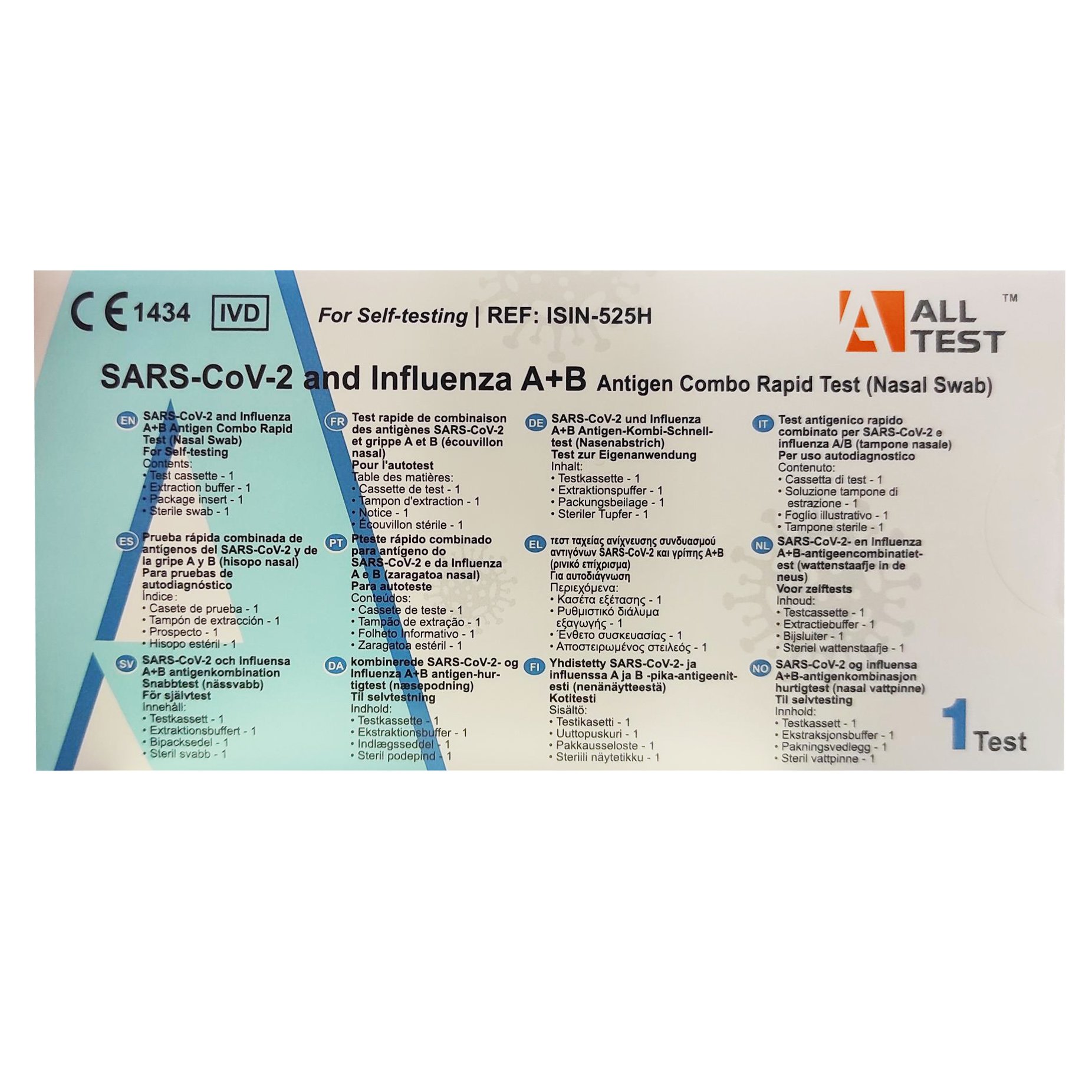 All Test Sars-Cov-2 & Influenza A+B Antigen Combo Rapid Test 1 Τεμάχιο ...