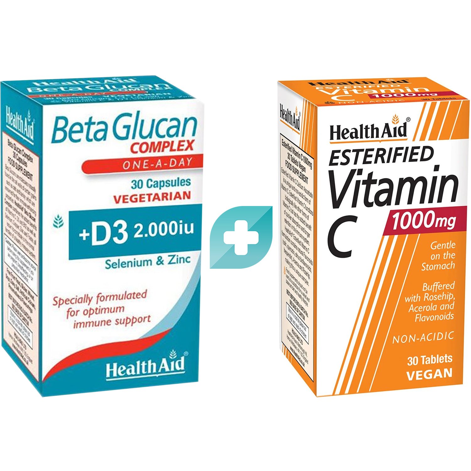 Σετ Health Aid Beta Glucan Complex 30veg.caps & Esterified Vitamin C 1000mg 30veg.tabs | Pharm24.gr